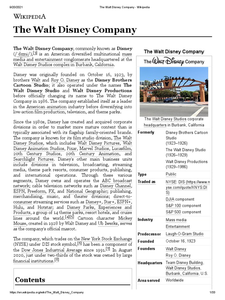 The Walt Disney Company | PDF | The Walt Disney Company | Pixar