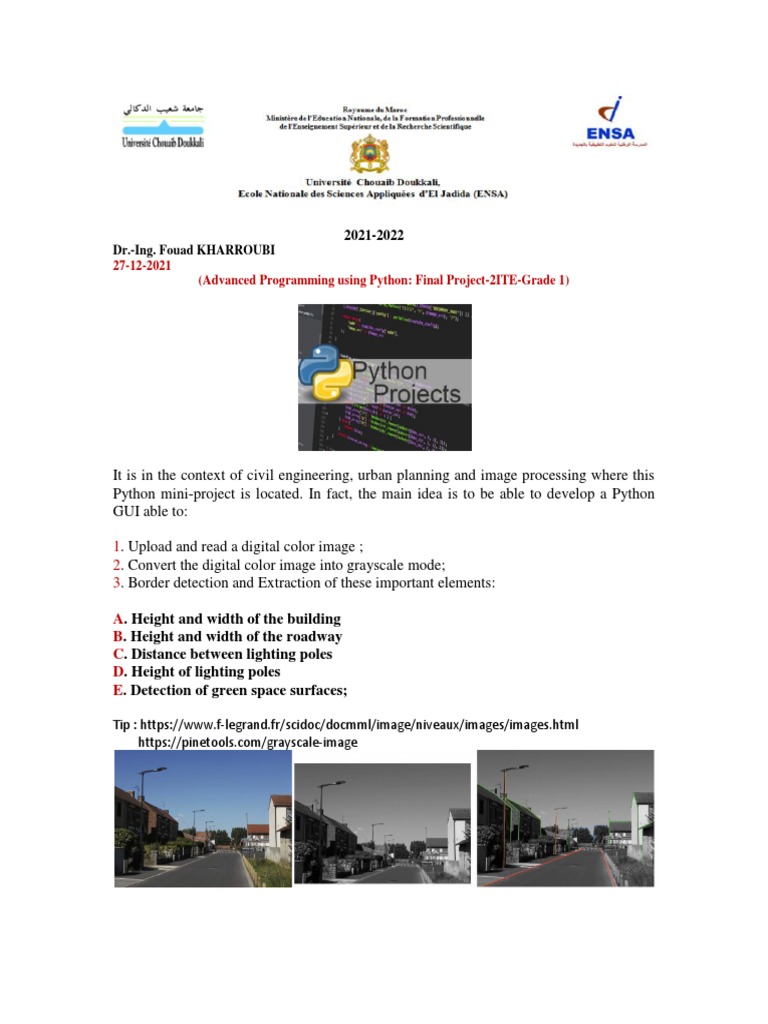 Dr Ing Fouad Kharroubi 27 12 2021 Advanced Programming Using Python Final Project 2ite 