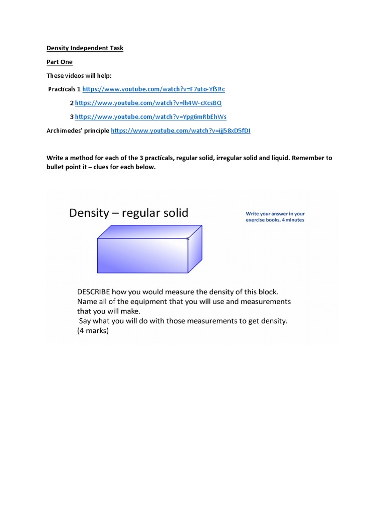 Measuring Density - Physics Practical Guide | PDF