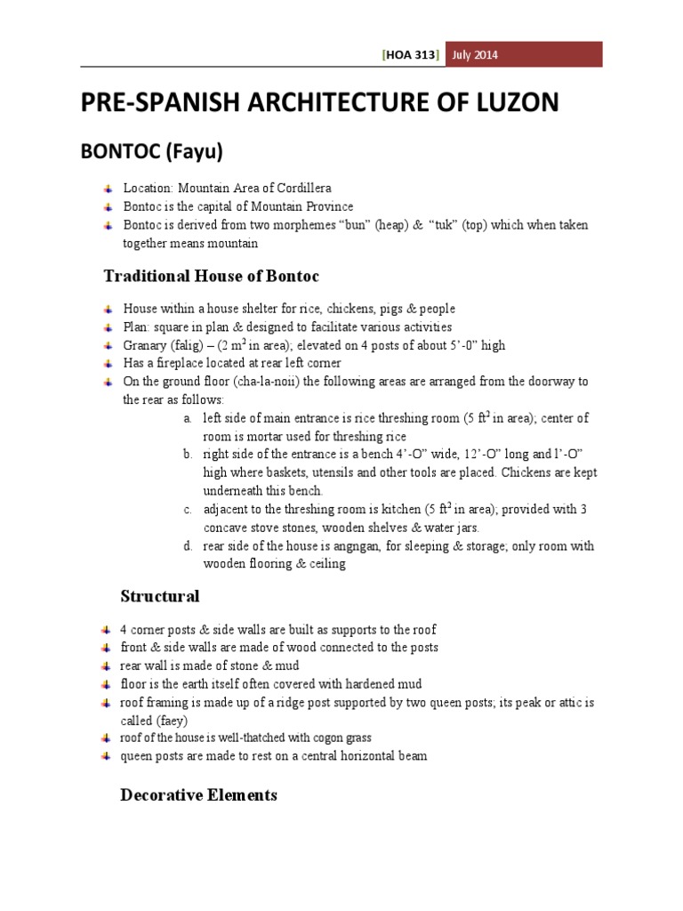 Pre Spanish Architecture of Luzon Bontoc | PDF | Buildings And ...