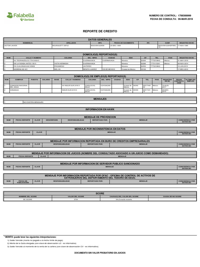 Reporte Buro CardApplication 11919836 | PDF | Tarjeta de crédito | Economias