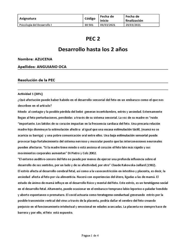 PEC - 2 - 26-03-2021 - 16 - 12 - 43 (1) Psicologia Del Desarrollo | PDF | Las emociones ...