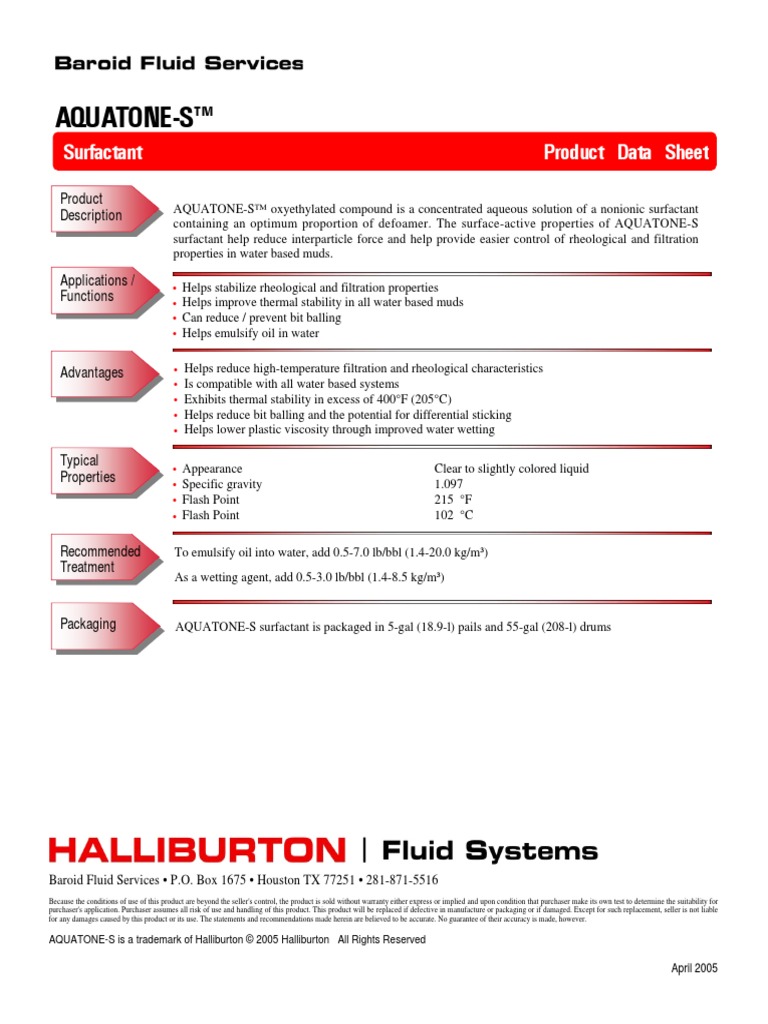 Aquatone-S™: Product Data Sheet Surfactant | PDF | Surfactant | Rheology