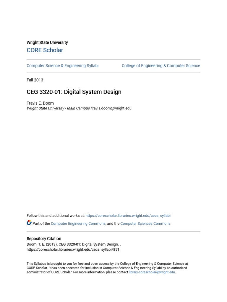 CEG 3320-01 - Digital System Design | PDF | Digital Electronics | Logic ...