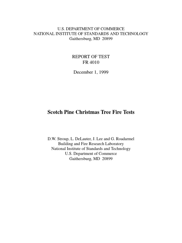 1999 NIST Scotch Pine Christmas Tree Report | PDF | Fires | National ...