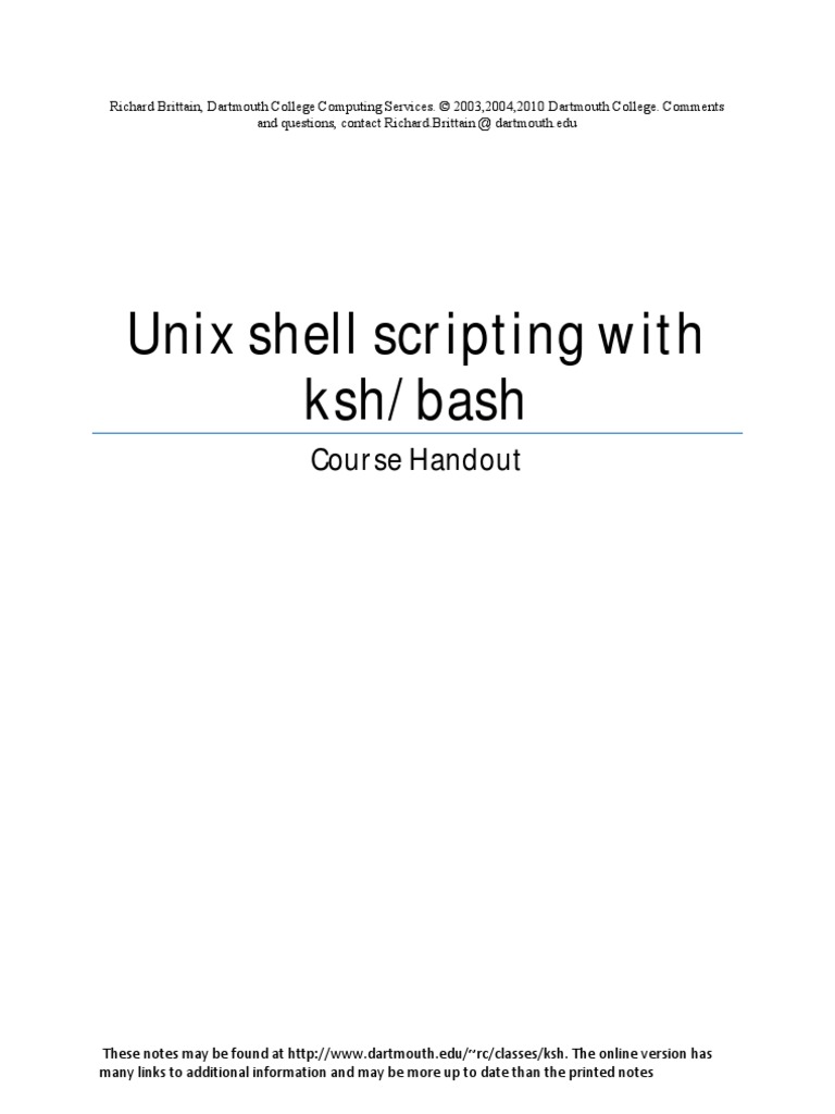 Unix Shell Scripting With Kshbash Command Line Interface Scripting Language