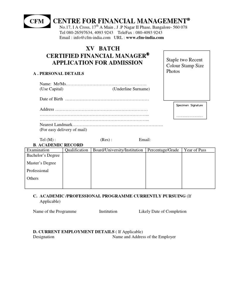 CFM Form | PDF | Vocational Education | Qualifications