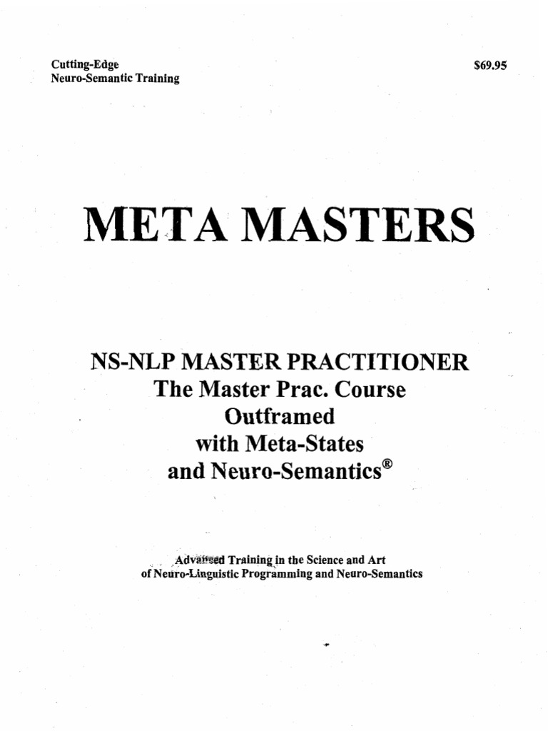 NLP Meta Masters NS NLP Master Practitioner Course - Michael Hall | PDF ...