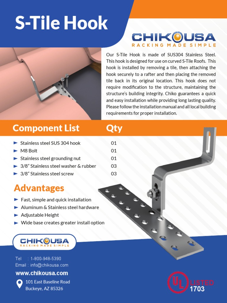 S-Tile.w-Tile Hook Datasheet | PDF