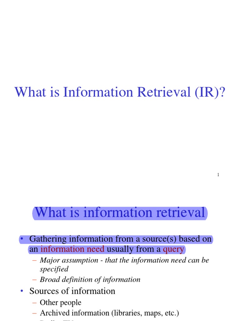 What Is Information Retrieval (IR) ? | PDF | Information Retrieval | Databases