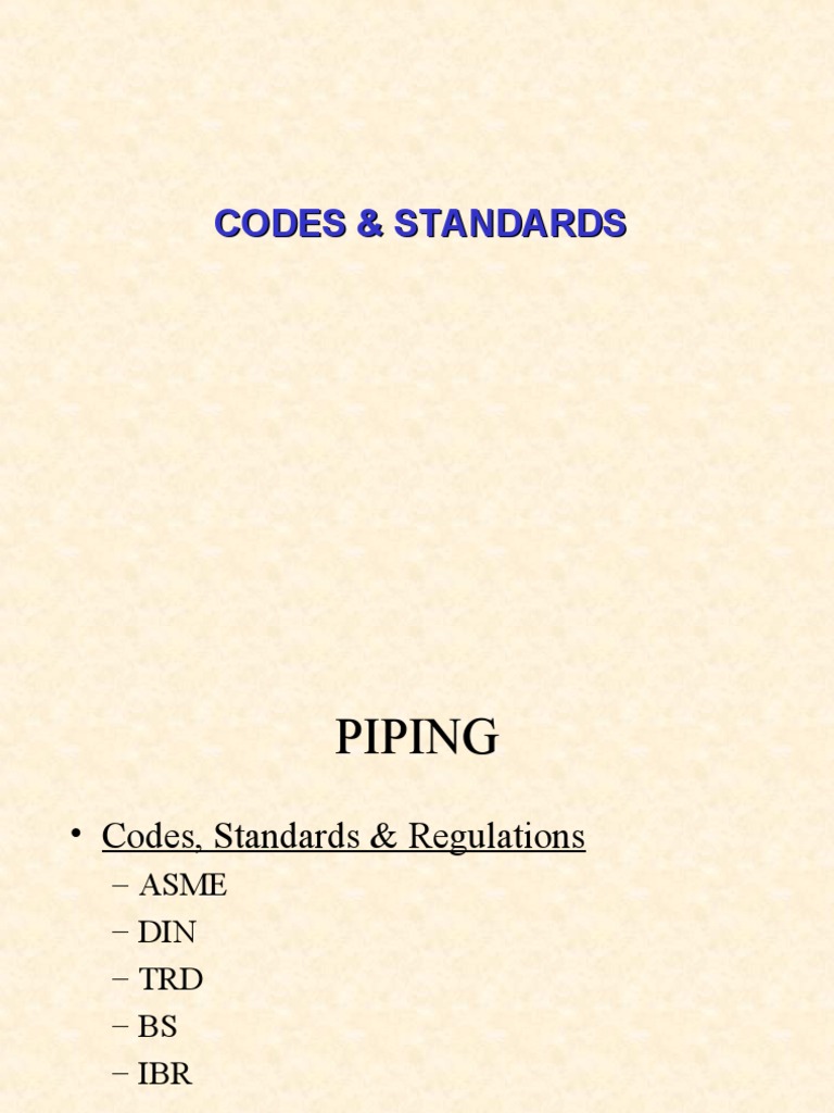 Piping Codes and Standards Overview | PDF