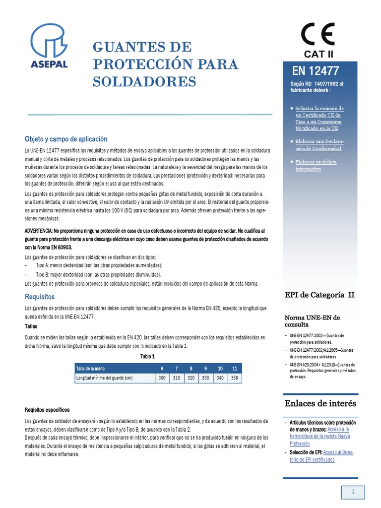 EN-12477 Guantes Soldadores | PDF | Soldadura | Construcción