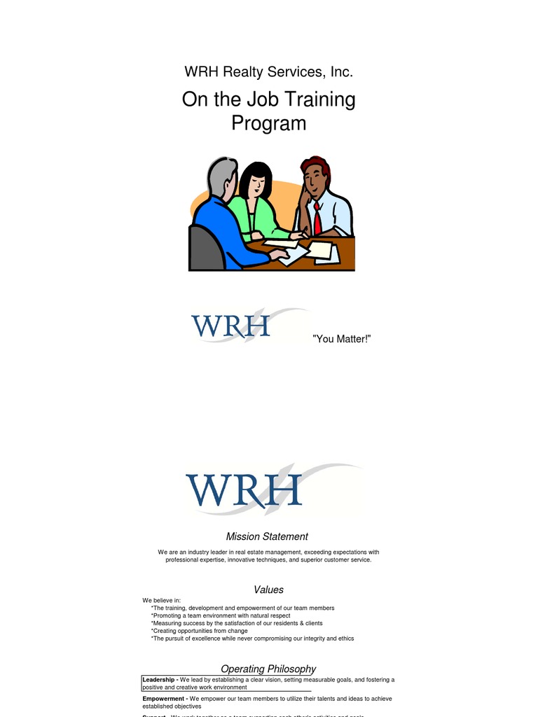On The Job Training Program: WRH Realty Services, Inc | PDF | Human ...