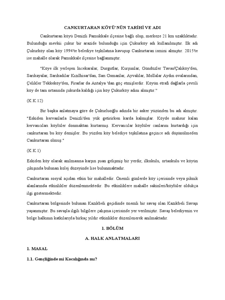 Cankurtaran Köyü | PDF