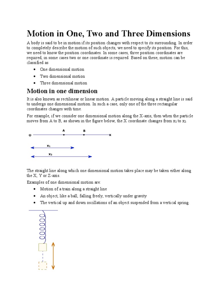 Motion in One | PDF | Dimension | Cartesian Coordinate System