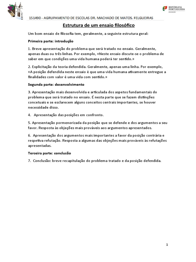 Resumo Da Estrutura de Um Ensaio Filosófico | PDF | Artes Linguísticas ...
