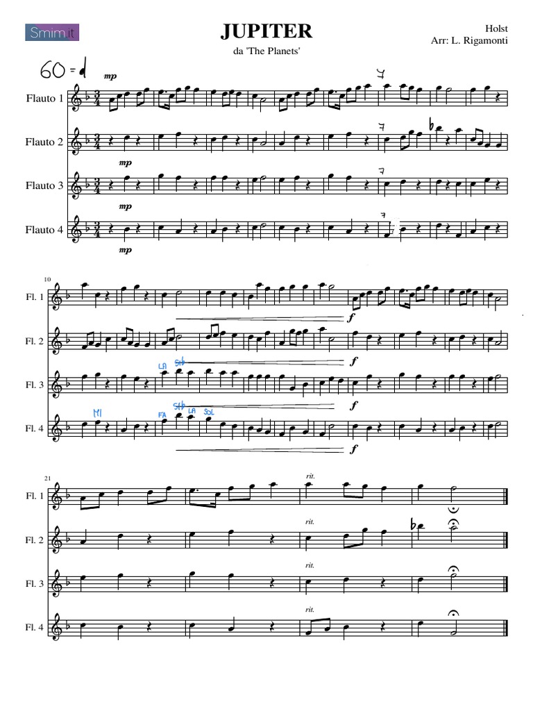 Jupiter: Flauto 1 | PDF | The Planets | Musical Compositions