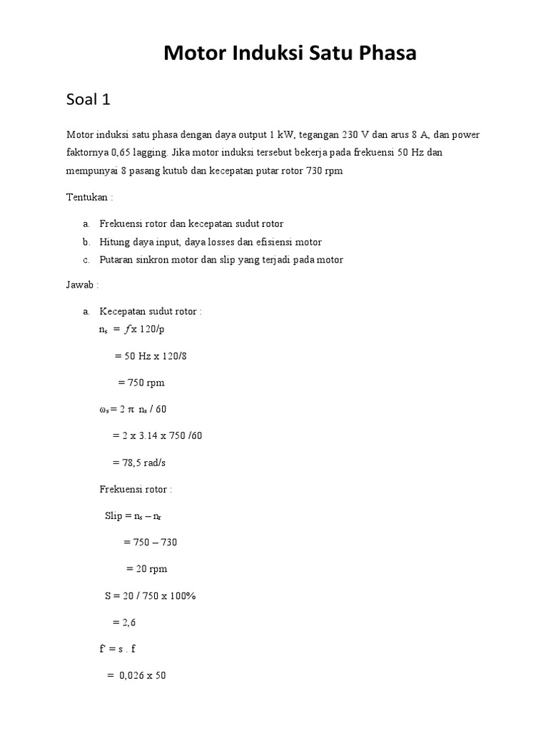 Motor Induksi Satu Phasa | PDF | Teknologi & Rekayasa