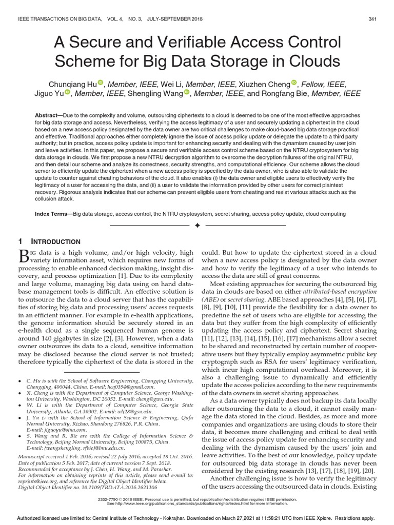 A Secure and Verifiable Access Control | PDF | Encryption | Cloud Computing