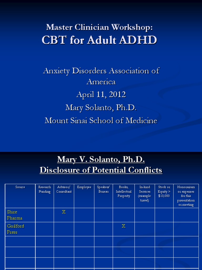 Solanto - CBT For Adult ADHD | Download Free PDF | Cognitive Behavioral Therapy | Attention ...