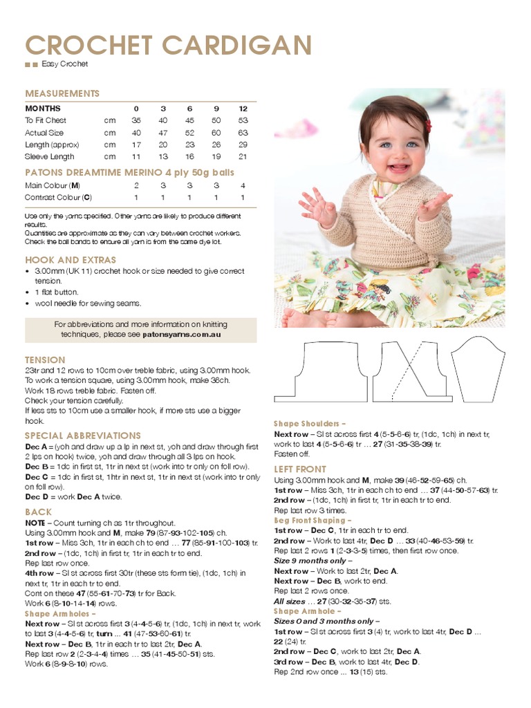 Patons W588 Crochet Cardigan | PDF | Crochet | Yarn