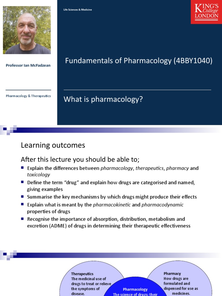 Fundamentals of Pharmacology (4bby1040) : Professor Ian Mcfadzean ...
