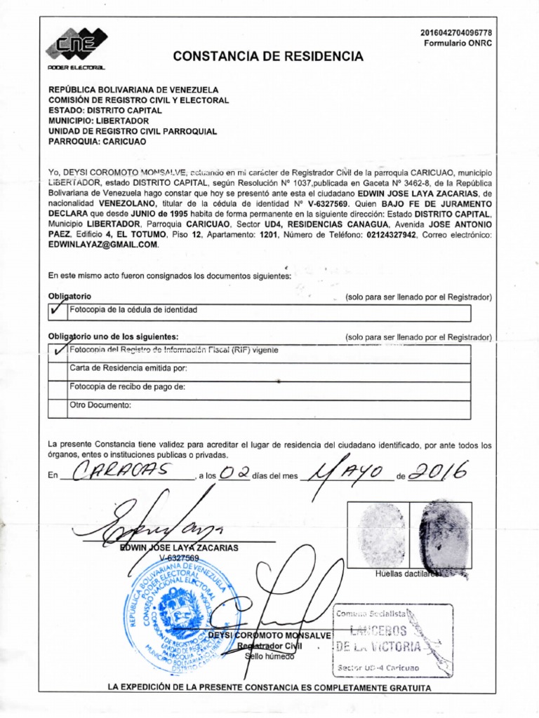 Constancia de Residencia | PDF