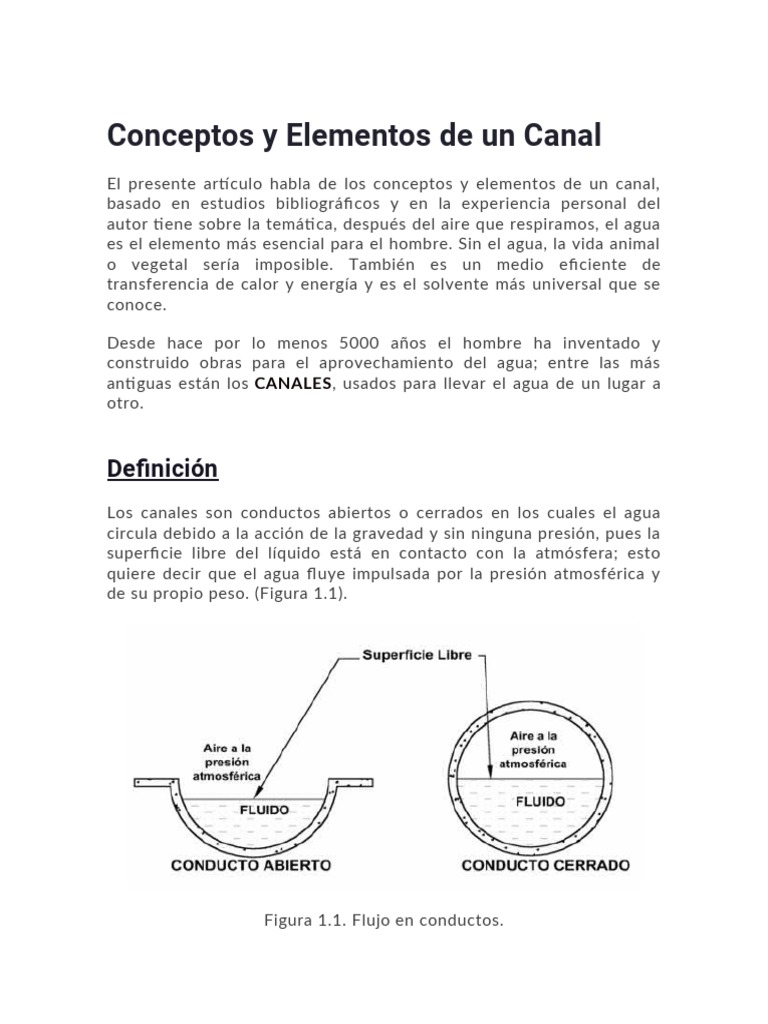 Conceptos y Elementos de Un Canal | PDF | Canal | Agua