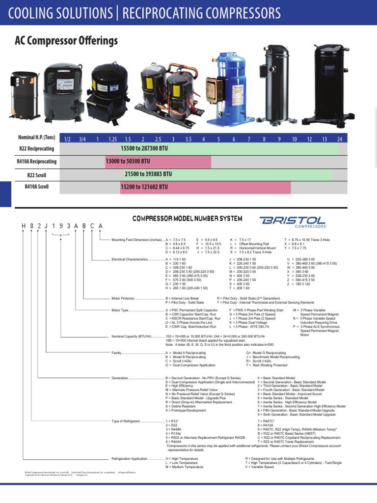 Bristol Compressor Model Overview | PDF | Electric Motor | Mechanical ...