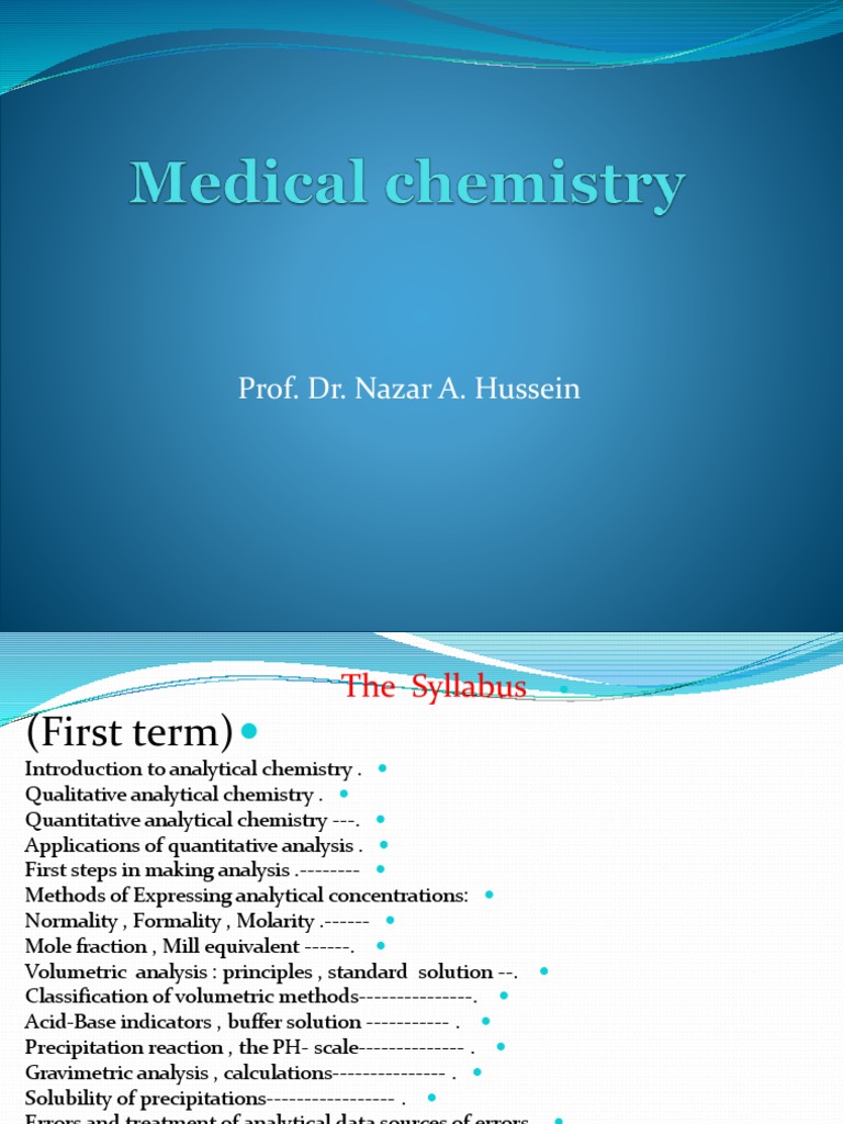1 First Lecture, Medical Chemistry | PDF | Analytical Chemistry ...