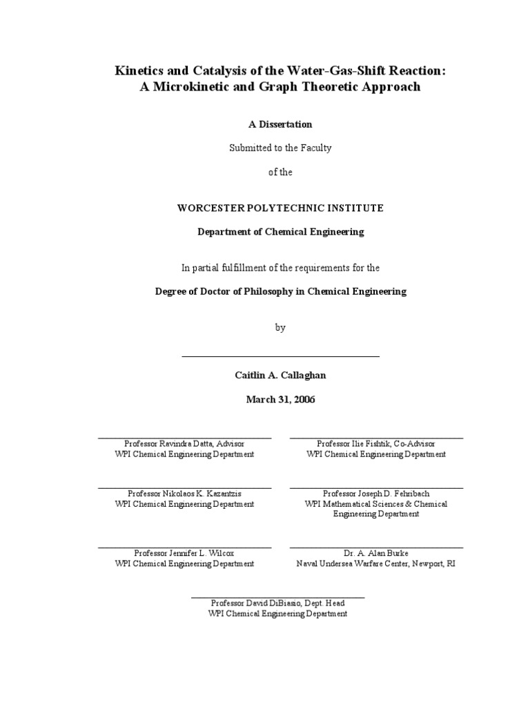 Water Gas Shift | PDF | Catalysis | Reaction Rate