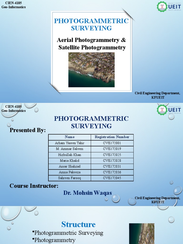 Photogrammetric Surveying: Aerial Photogrammetry & Satellite ...
