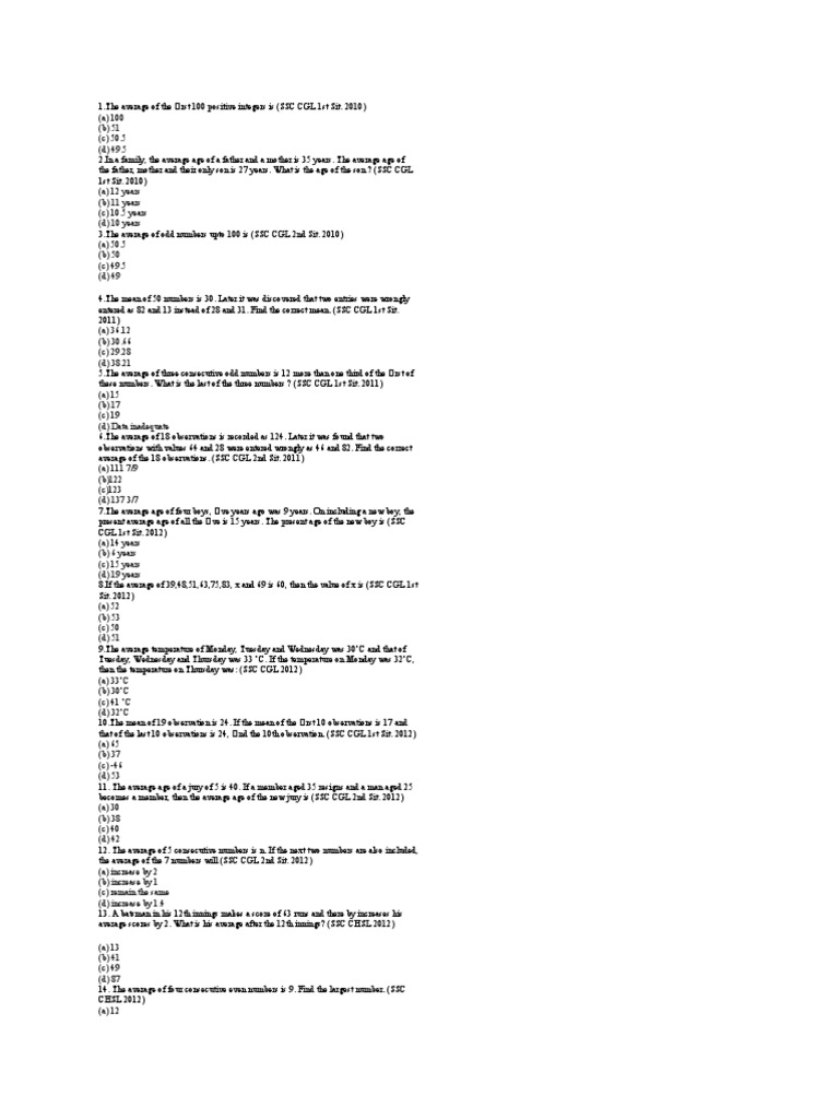 Average Pdf Mathematics Arithmetic