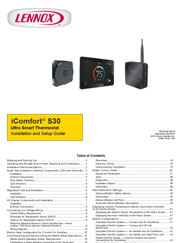 Lennox S30 Install | PDF | Thermostat | Wi Fi