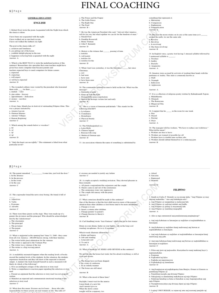 Part 2 Final Coaching | PDF