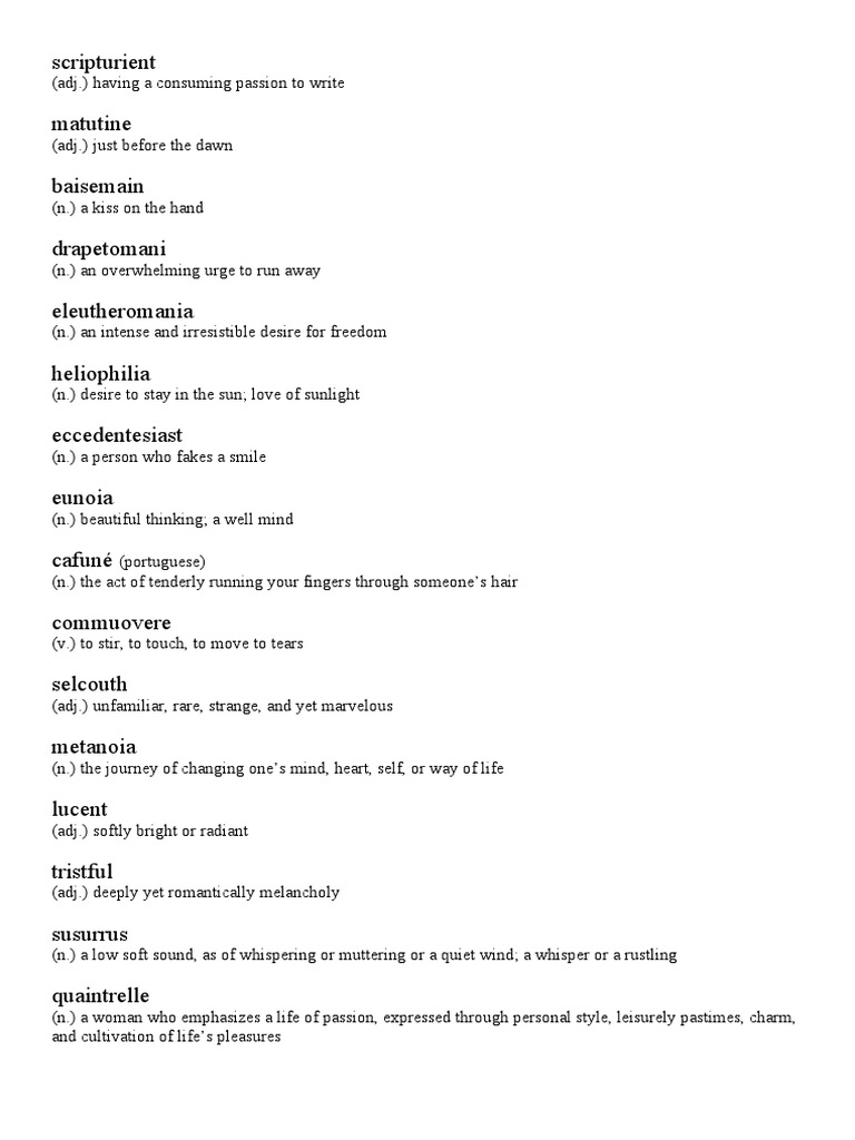 A Collection of Uncommon and Evocative Words Related to Emotions ...