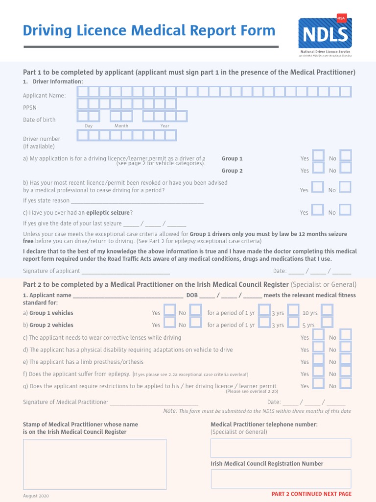Driving Licence Medical Report Form | PDF | Driver's License | Epilepsy