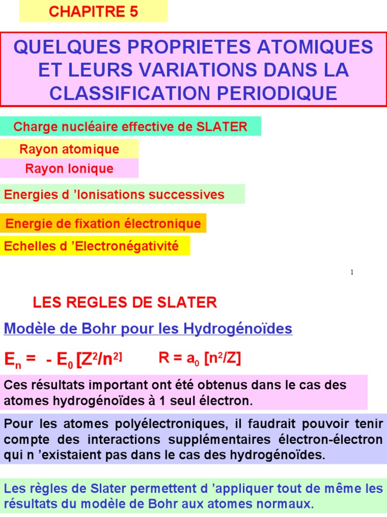 Propriétés atomiques et rayon atomique | PDF | Mécanique quantique ...