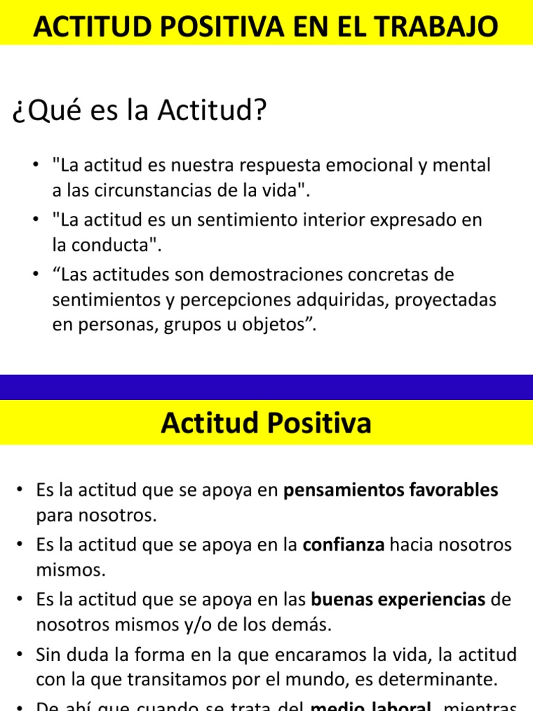 Cómo Tener Una Actitud Positiva en El Trabajo | PDF | Actitud (psicología) | Ciencias del ...