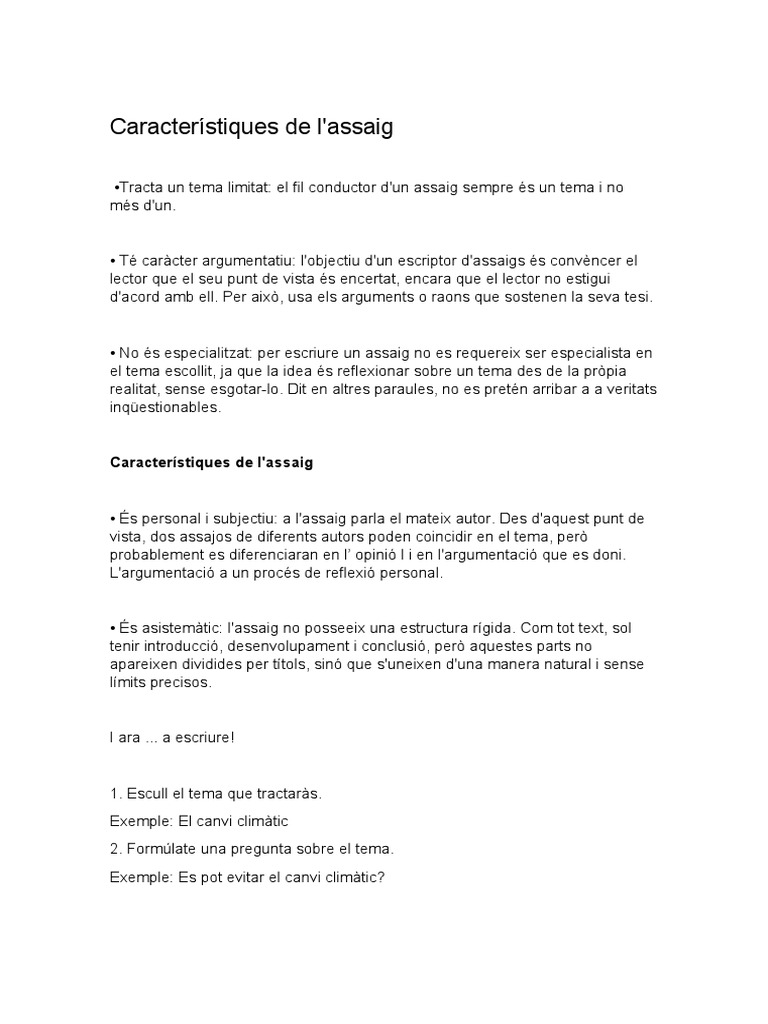 Com Escriure Un Assaig | PDF