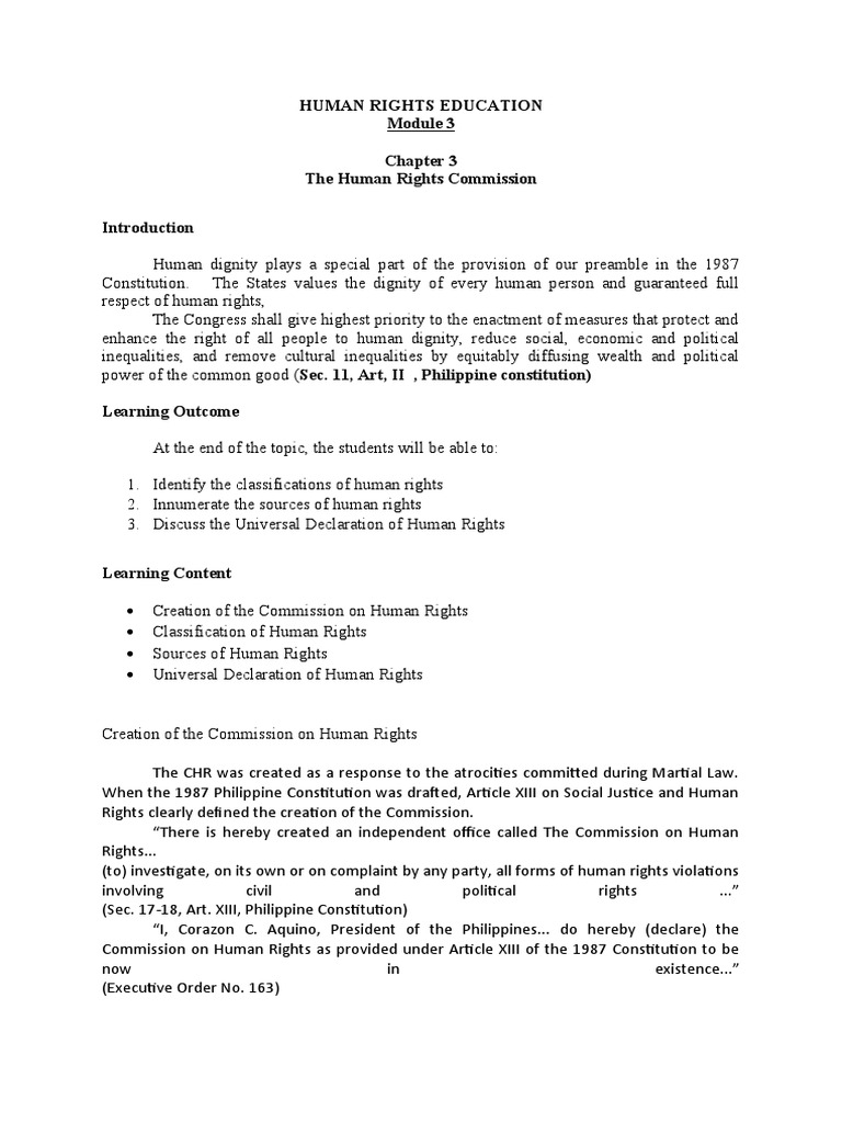 Human Rights Education The Human Rights Commission | PDF | Human Rights ...