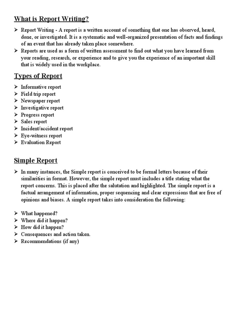 English A Report Writing Notes | PDF