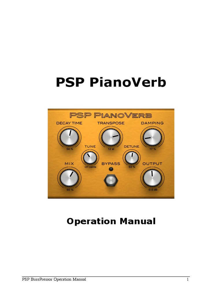 PSP PianoVerb Operation Manual | PDF | Copyright | Software
