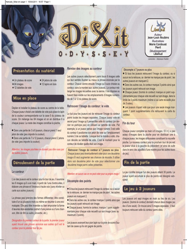 Règles du jeu Dixit expliquées | PDF