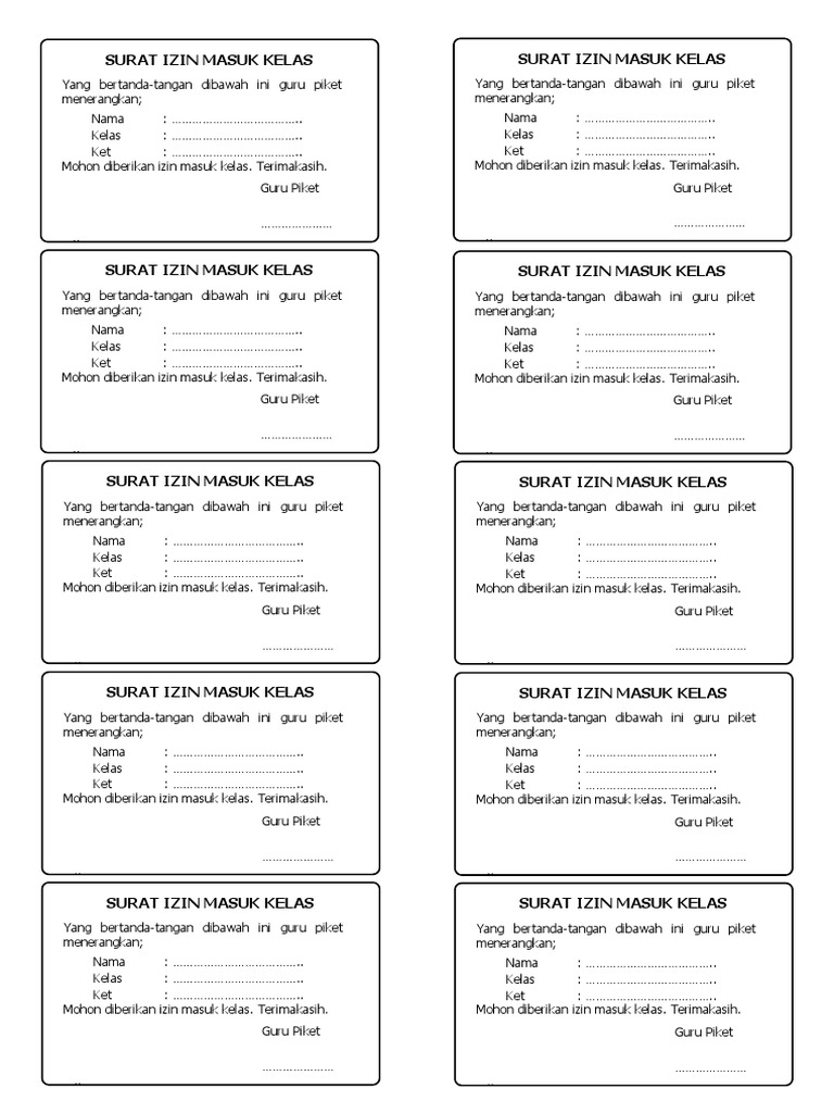 Izin Masuk Kelas | PDF