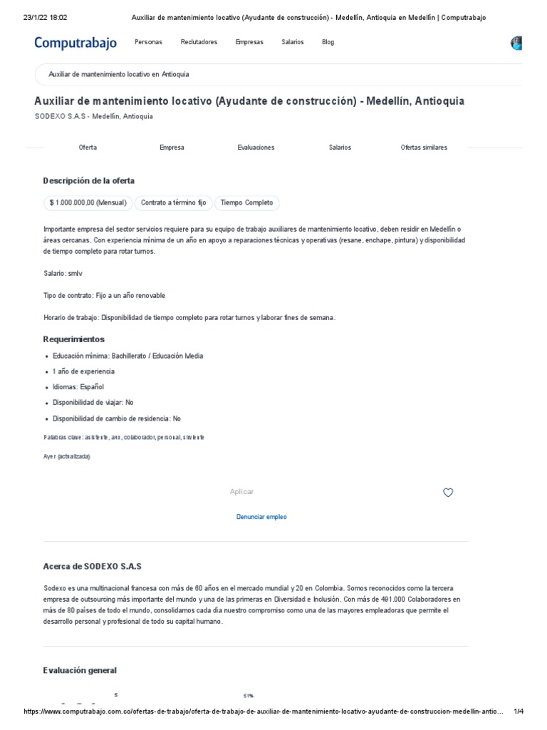 Auxiliar de Mantenimiento Locativo (Ayudante de Construcción ...