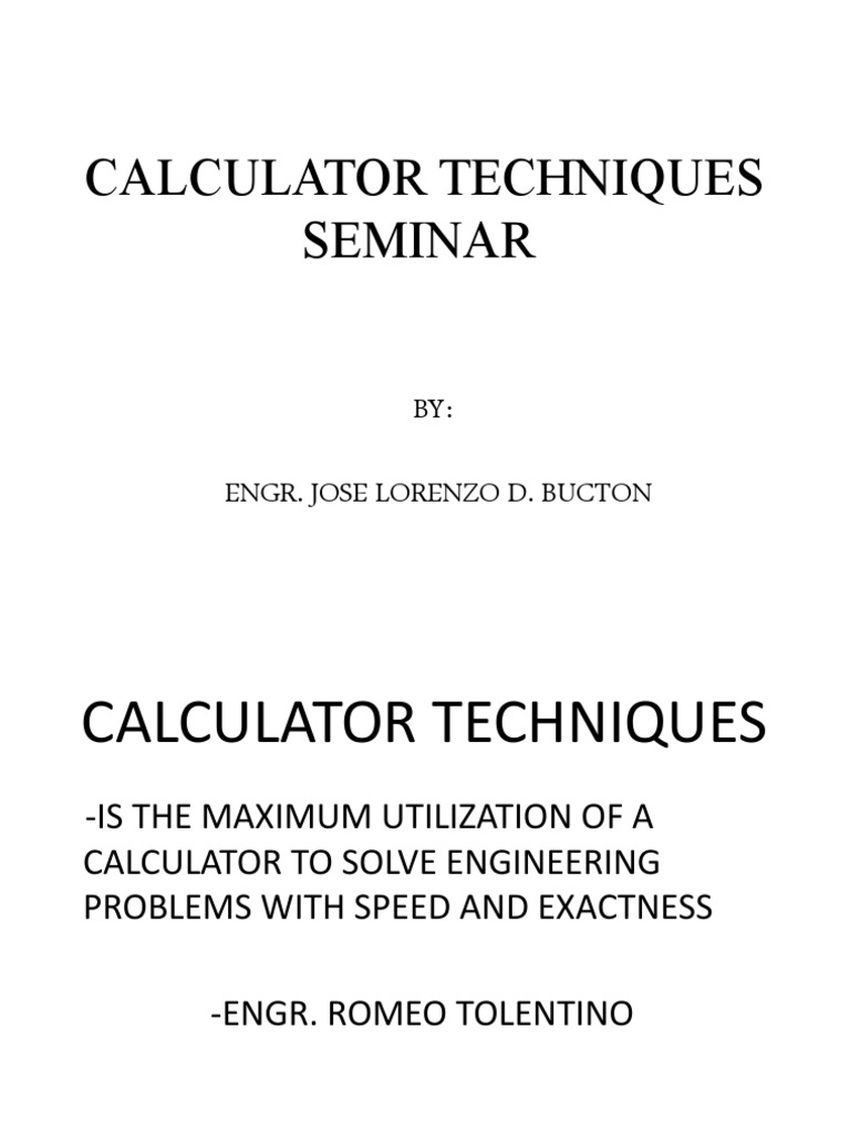Calculator Techniques for Solving Engineering Problems | PDF | Sine ...