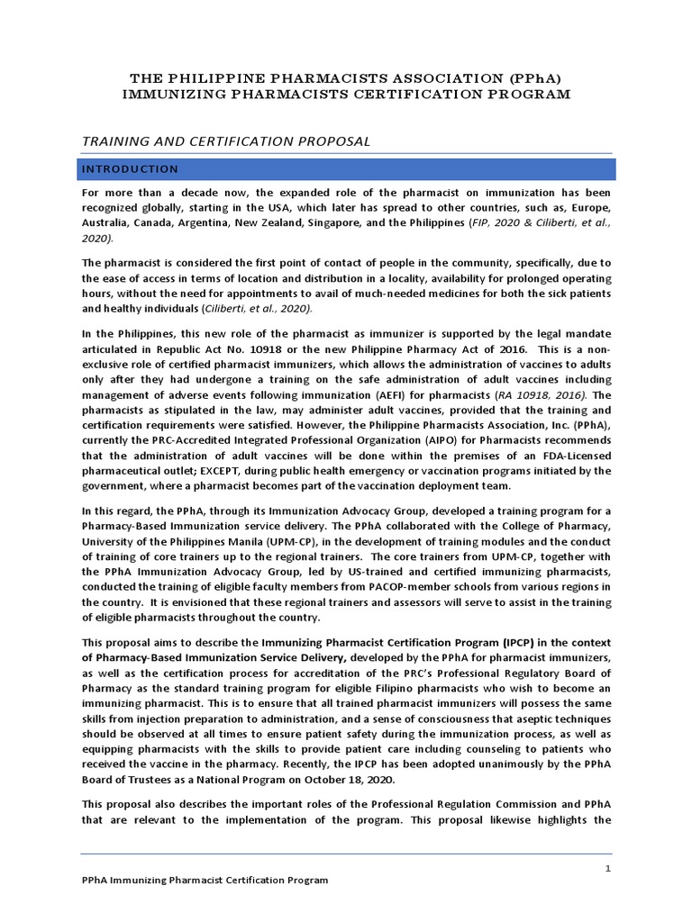 Ppha Immunizing Pharmacists Certification Program | PDF | Pharmacy ...