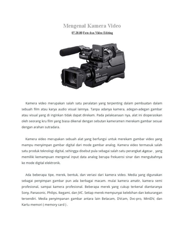 Mengenal Kamera Video | PDF