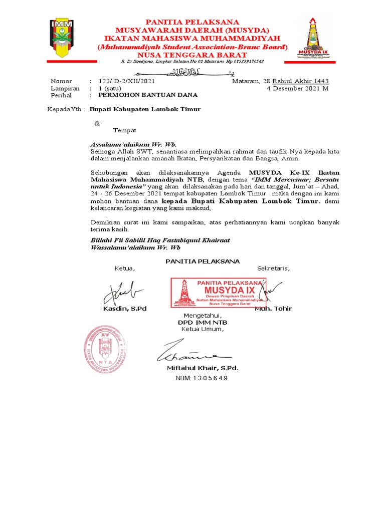 Surat Pengantar Proposal Imm ntb2 | PDF